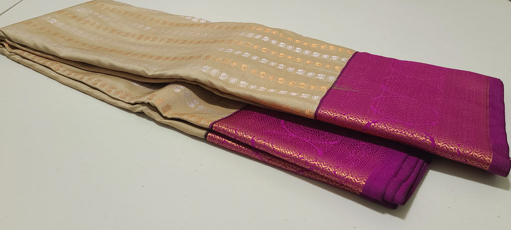 KSS - Beige/Vadamalli Korvai – Traditional Silk House