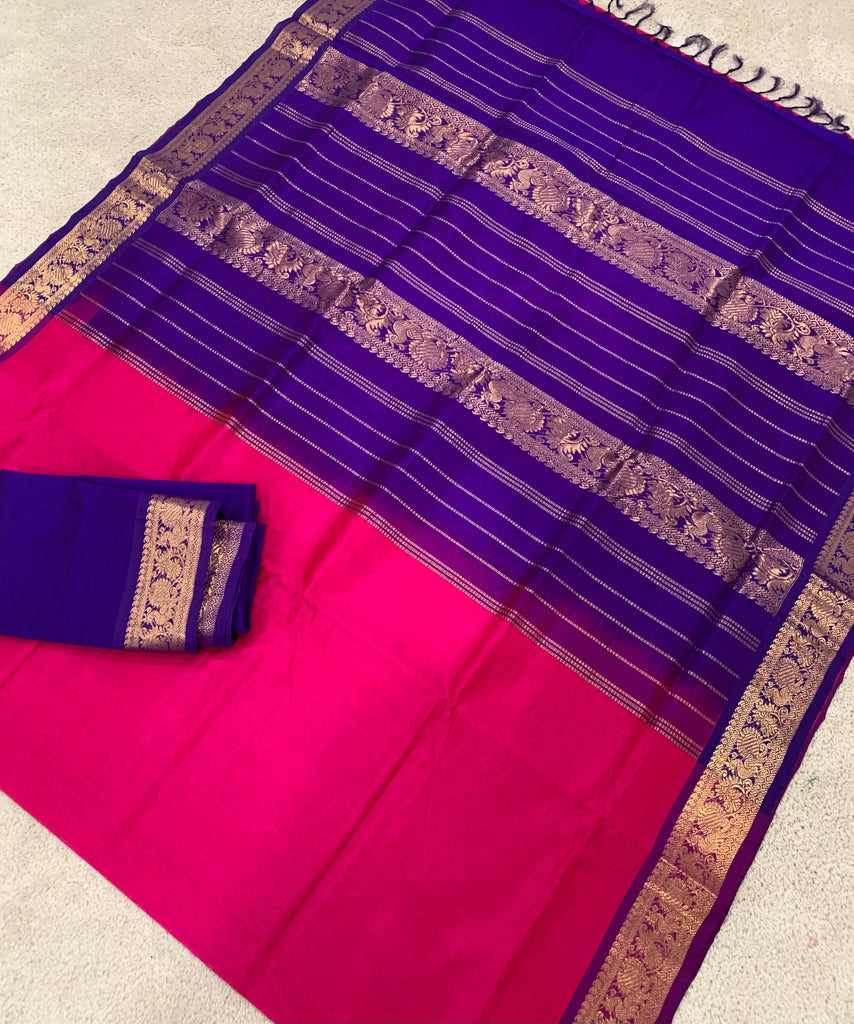 KSC - Double shaded Pattu Rose/ Blue – Traditional Silk House